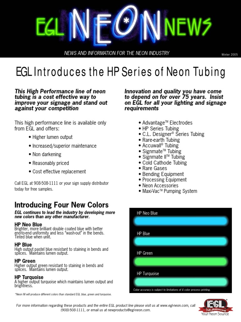 EGL Neon Tube News | Glass Applications | Light