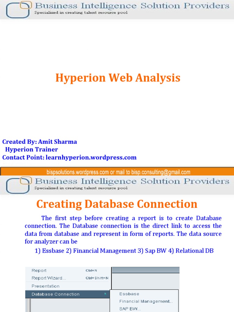 Hyperion Web Analysis: Created By: Amit Sharma Hyperion Trainer | PDF ...