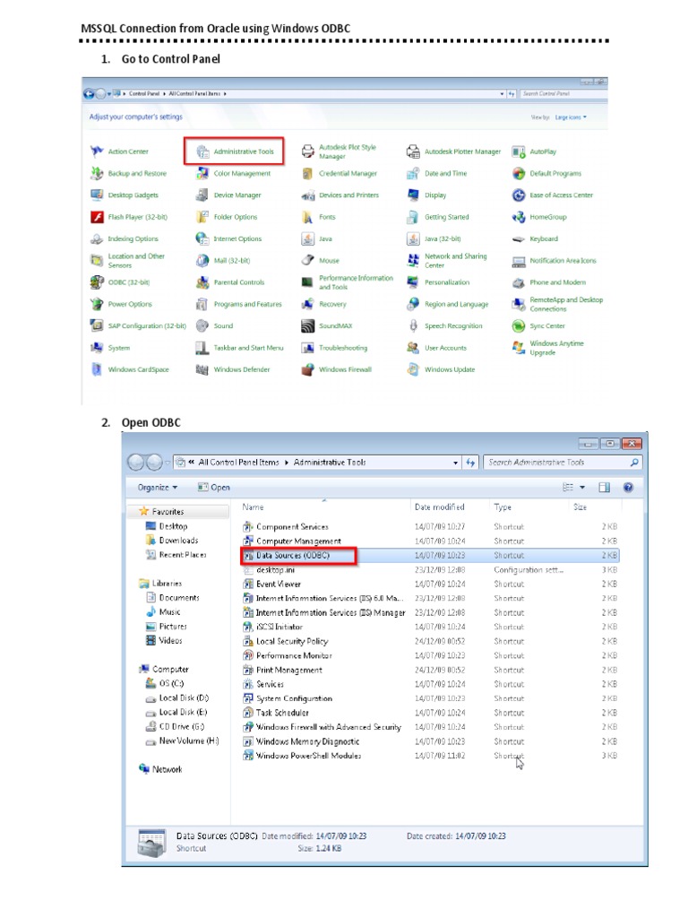MSSQL Connection From Oracle Using Windows ODBC | PDF