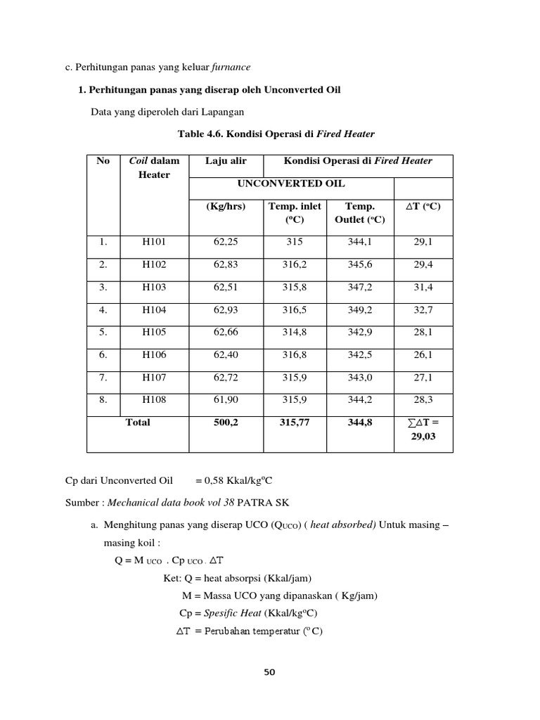 Panas Yang Diserap Oleh UCO Dan Neraca Panas Total | PDF | Metode ...