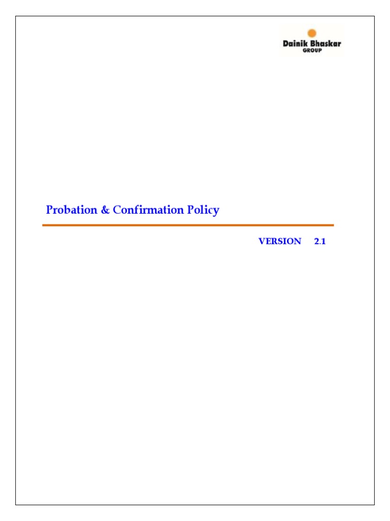 Probation & Confirmation Policy | PDF | Employment | Government