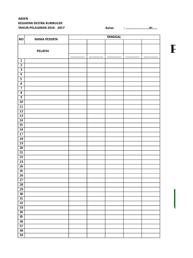 ABSEN Ekskul PRAMUKA | PDF