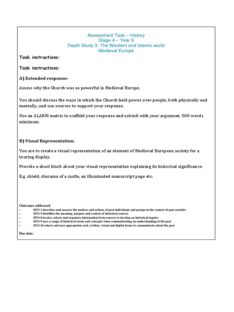 Assessment Task Medieval | PDF | Middle Ages | Punctuation