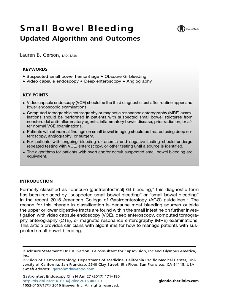 Small Bowel Bleeding | PDF | Colorectal Cancer | Endoscopy