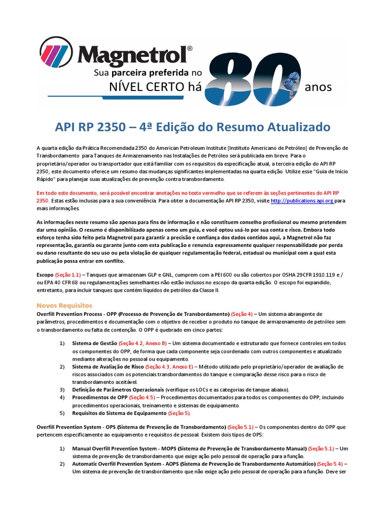 API RP 2350 Comentada | PDF | Sistema | Informação