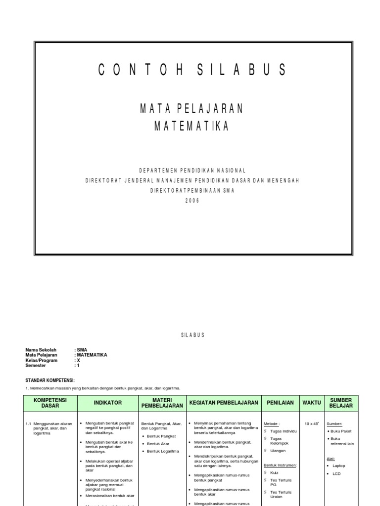 Contoh Silabus PDF | PDF
