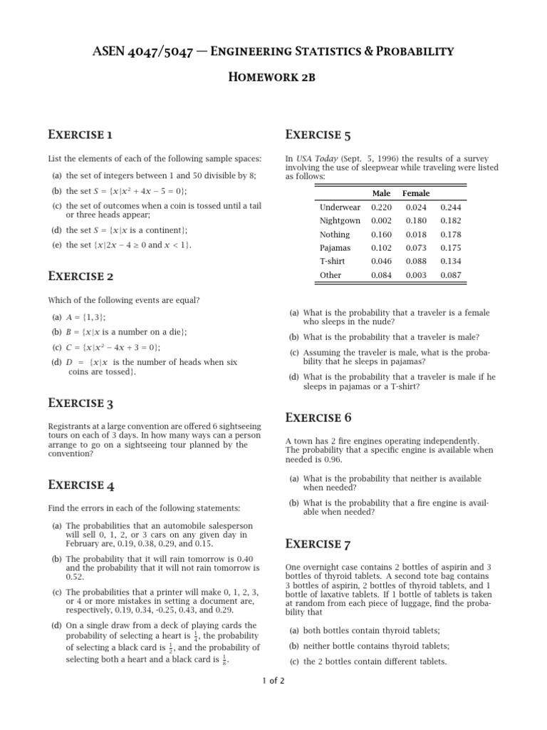 Engineering Stats Homework Analysis | PDF | Probability And Statistics ...