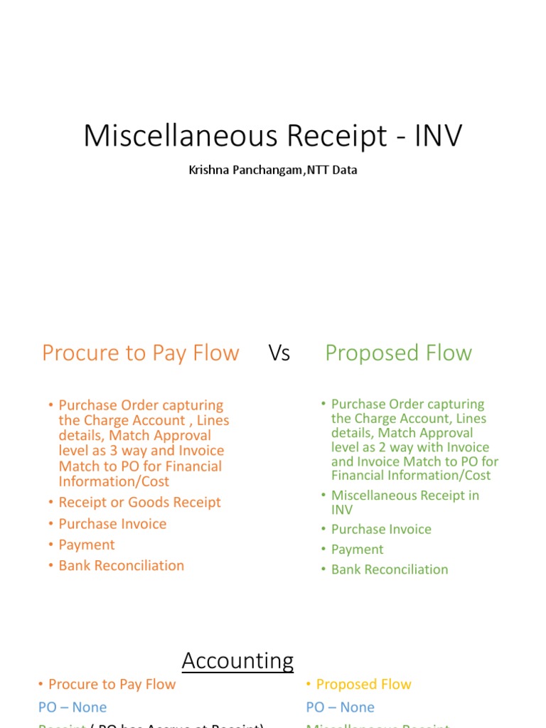 Miscellaneous Receipt - INV: Krishna Panchangam, NTT Data | PDF
