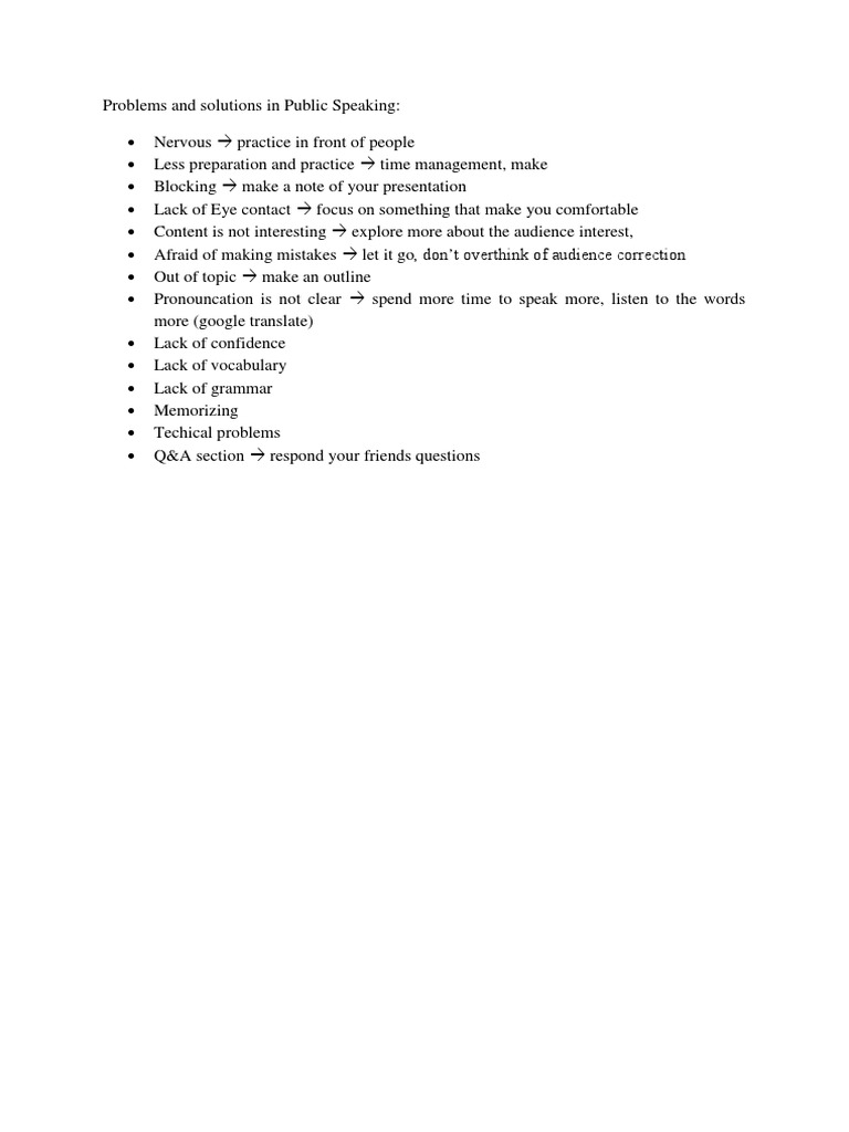 Solutions for Public Speaking Issues | PDF | Applied Linguistics | Learning