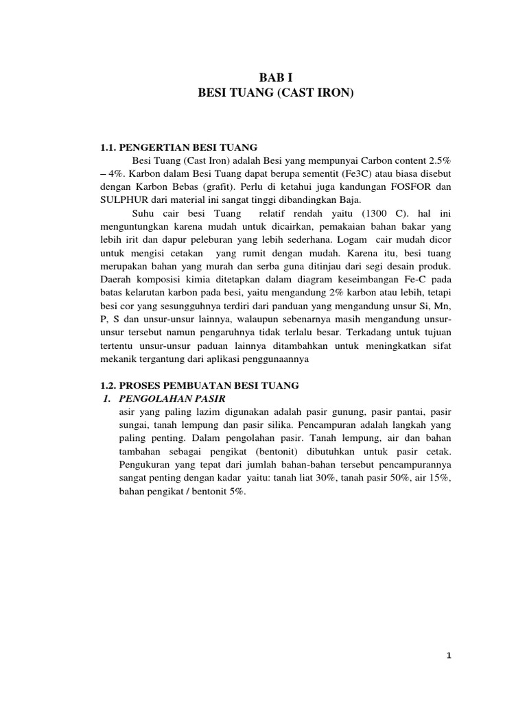 BAB I - Besi Tuang | PDF | Griya & Taman | Teknologi & Rekayasa