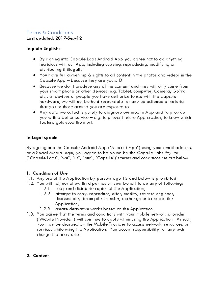 Android App - Terms and Condition PDF | PDF | Mobile App | Android ...