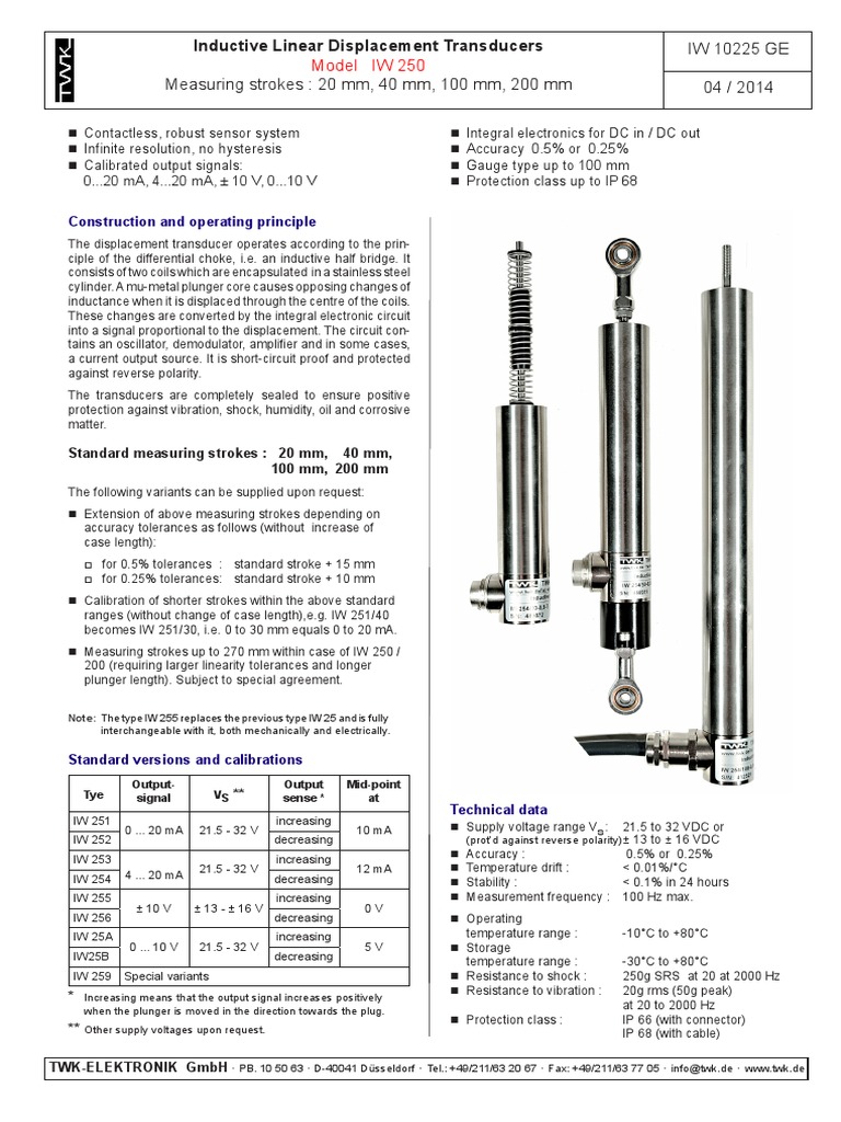 Linear Transducer | PDF | Electrical Connector | Inductor