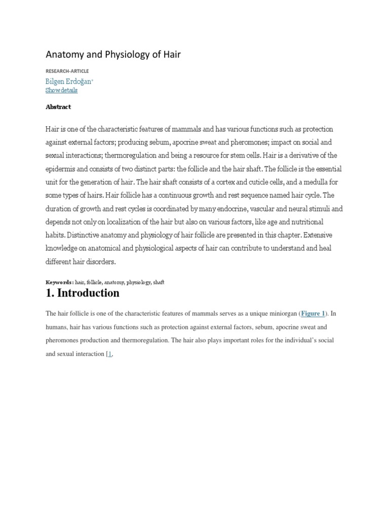 Anatomy and Physiology of Hair | PDF