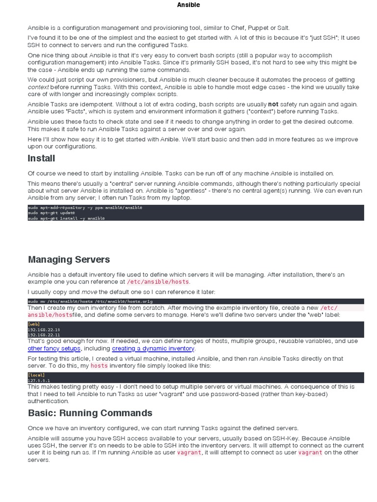 Ansible PDF | PDF | Advanced Packaging Tool | Ubuntu (Operating System) Ansible PDF | PDF | Advanced Packaging Tool | Ubuntu (Operating System)