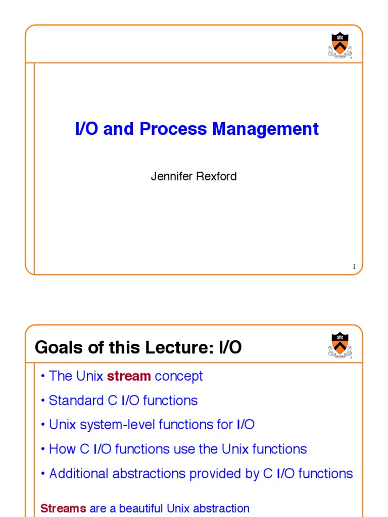 I/O and Process Management!: Jennifer Rexford! | PDF | Software ...