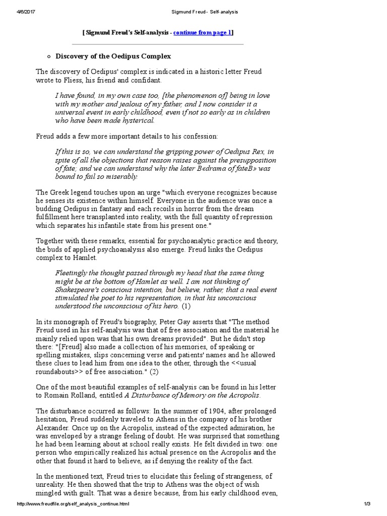 Sigmund Freud - Self-Analysis | PDF | Unconscious Mind | Sigmund Freud