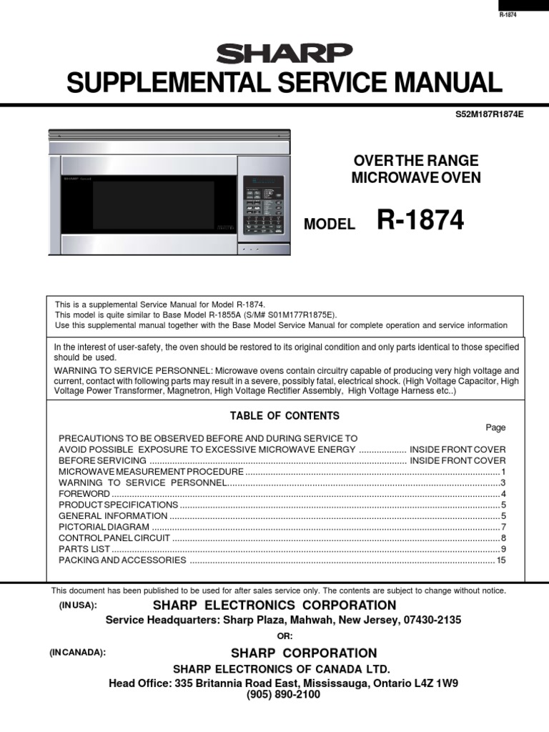 Sharp r-1874 | PDF | High Voltage | Power Supply