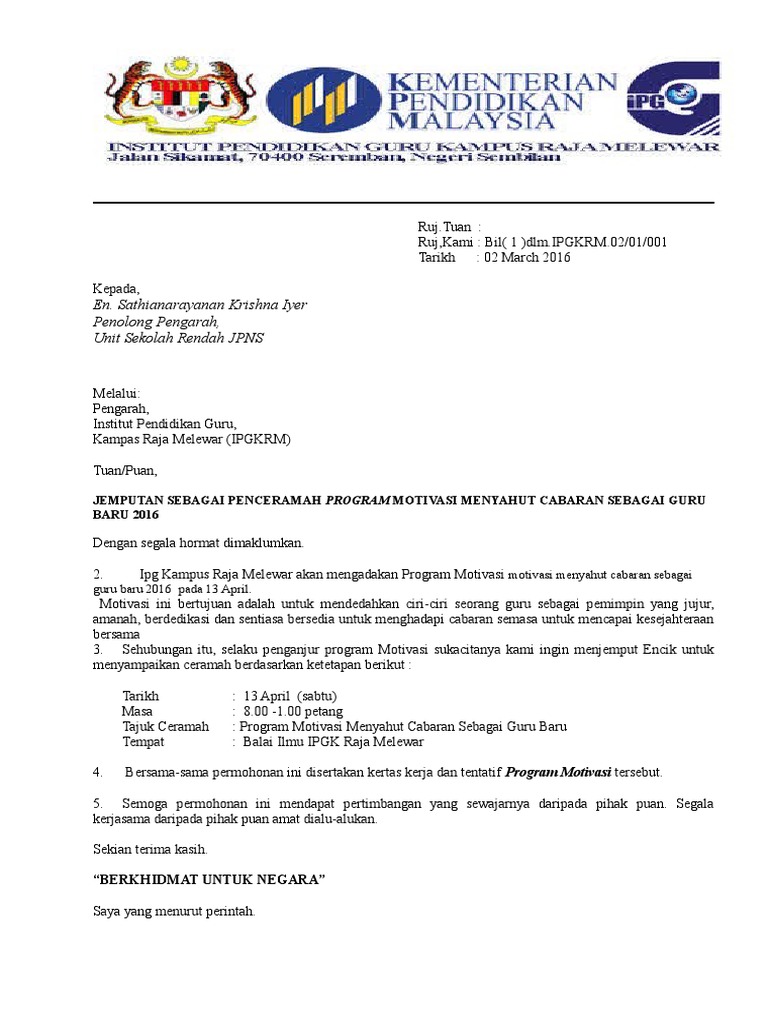 Surat Jemputan Rasmi | PDF