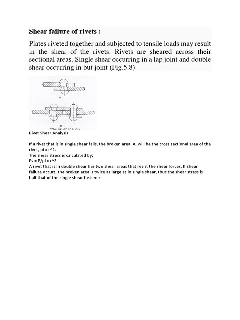 Shear Failure of Rivets | PDF | Shear Stress | Rivet
