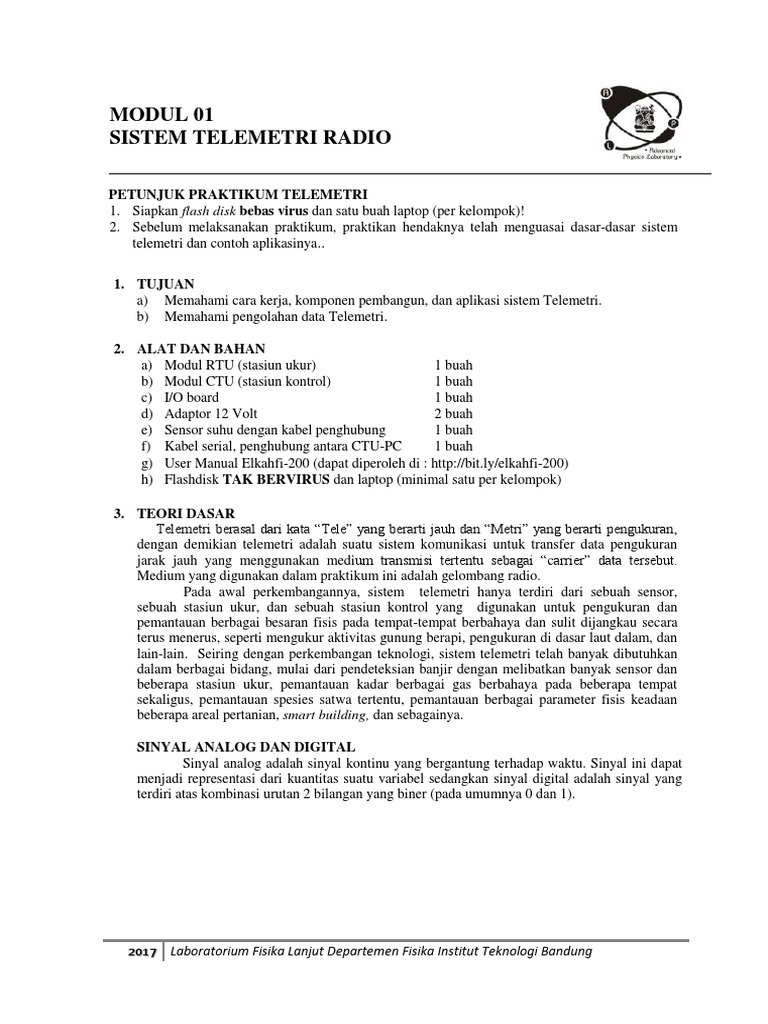 Modul 01 Sistem Telemetri Radio | PDF