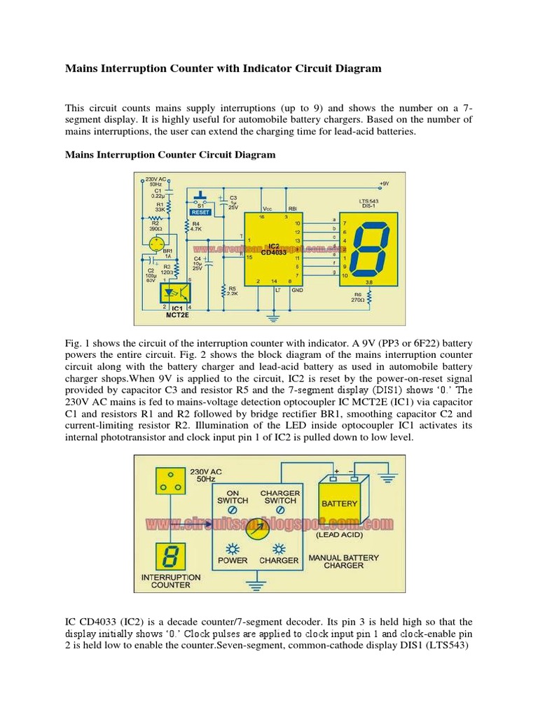 Mains Interruption Counter With Indicator Circuit Diagram | PDF ...