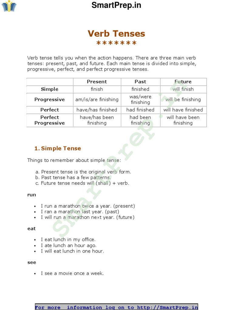 Verb Tenses General English Grammar Material PDF Download For ...