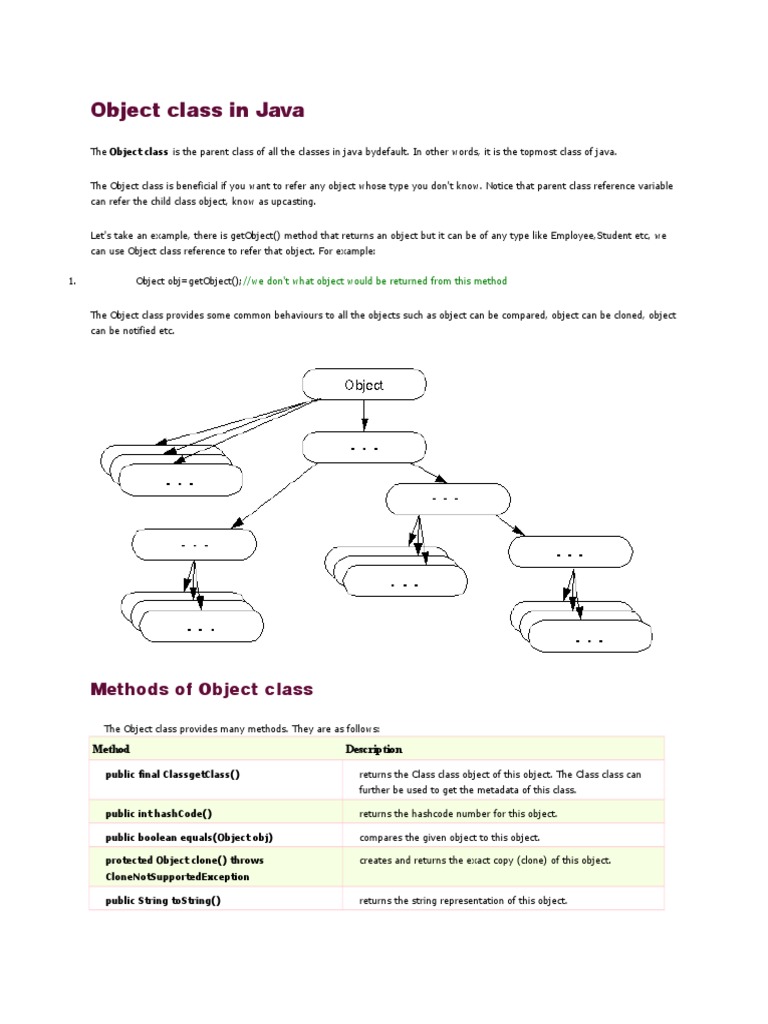 Object Class In Java Java Programming Language Computer Data 