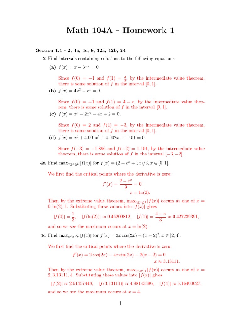 Math 104A - Homework 1 | PDF | Real Analysis | Trigonometric Functions