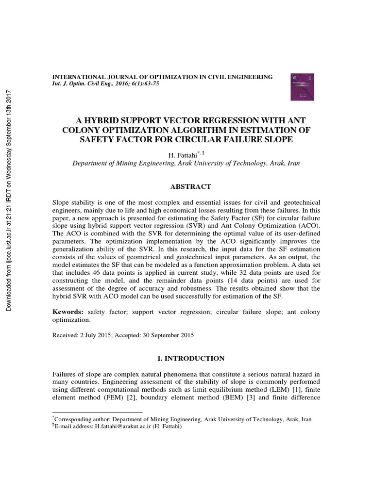 A Hybrid Support Vector Regression With Ant Colony Optimization Algorithm in Estimation of ...