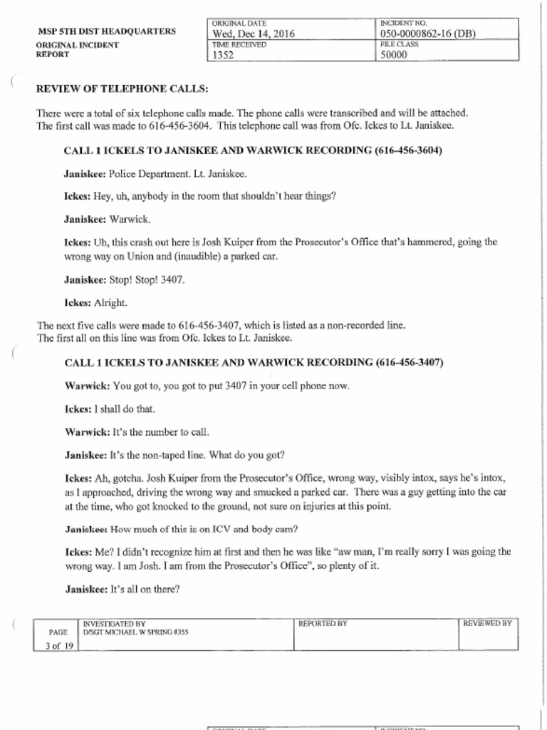 Transcript of Calls Between Grand Rapids Police Officers After A Former ...