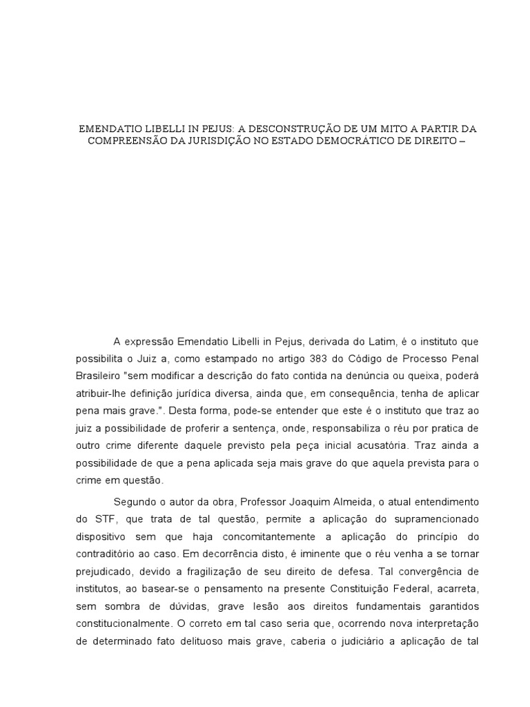 Emendatio Libelli e Direitos do Réu | PDF | Julgamentos | Procedimento ...