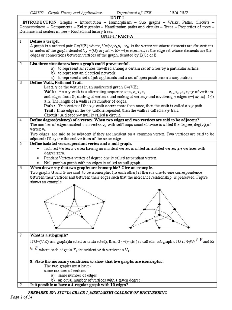 Graph Theory QB | PDF | Vertex (Graph Theory) | Graph Theory