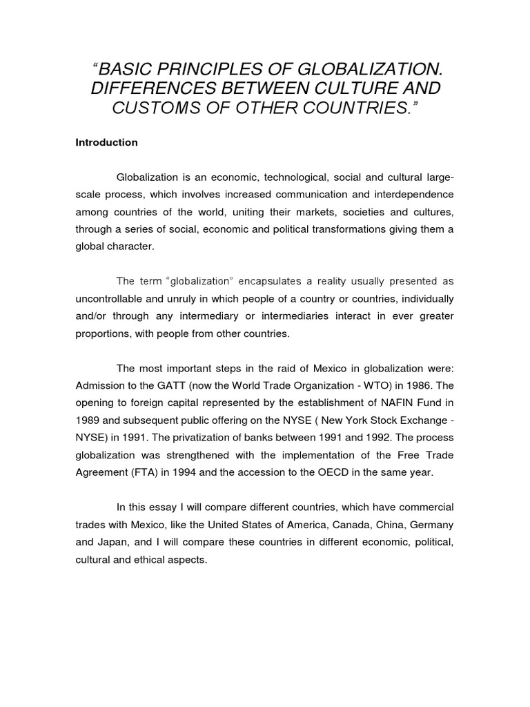 Basic Principles of Globalization | PDF | Mexico | North American Free ...