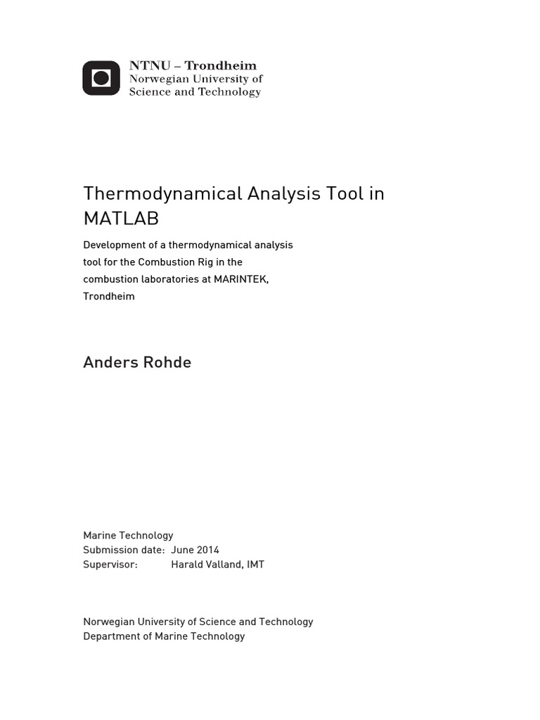 Thermodynamical Analysis Tool in MATLAB | PDF | Gases | Combustion