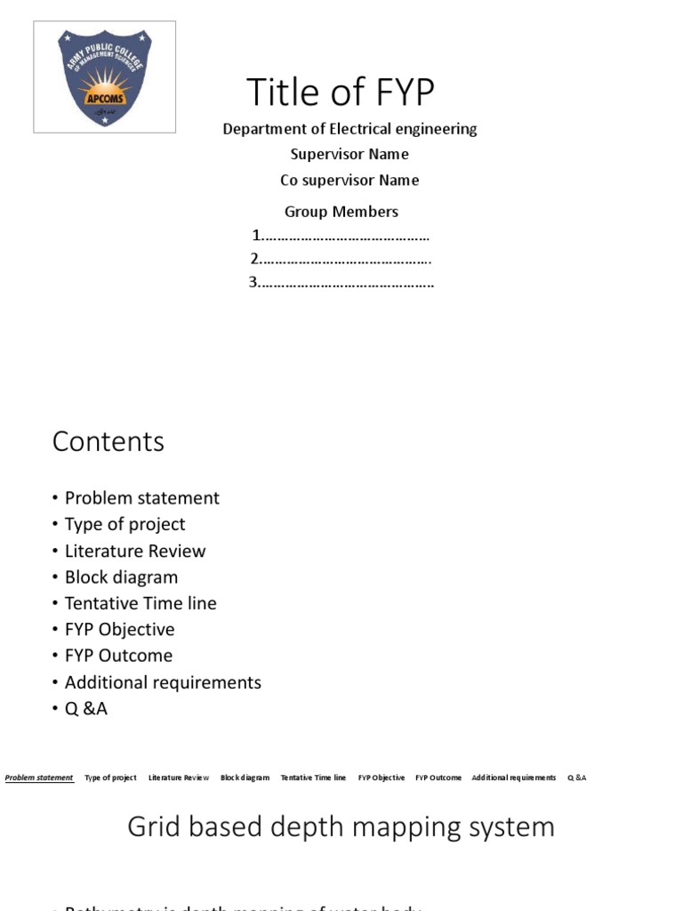 Title of FYP: Department of Electrical Engineering Supervisor Name Co ...