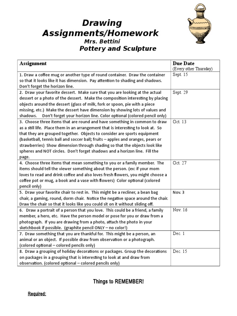 Sketchbook Assignments-Pottery | PDF | Photograph