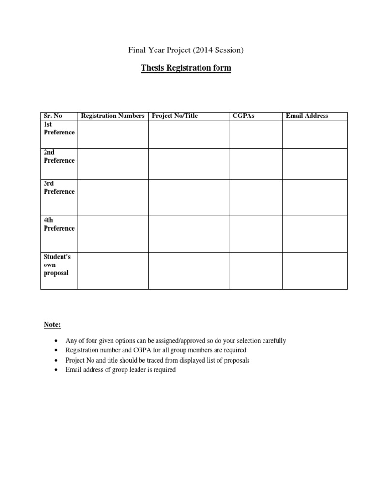 Thesis Registration Form 2014 Session | PDF | Business