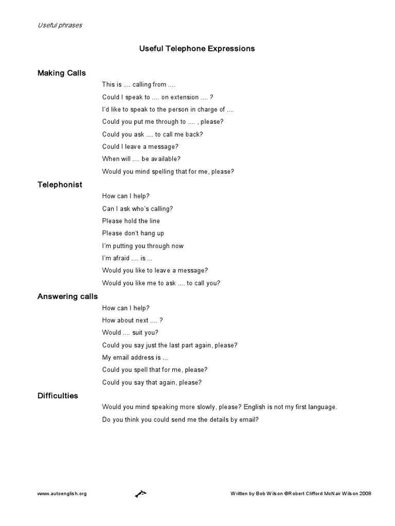 Telephone English List | PDF