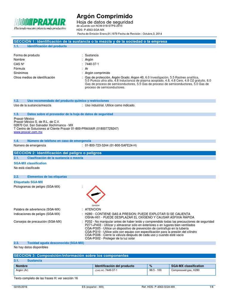 Argon - Msds | PDF | Soldadura | Construcción
