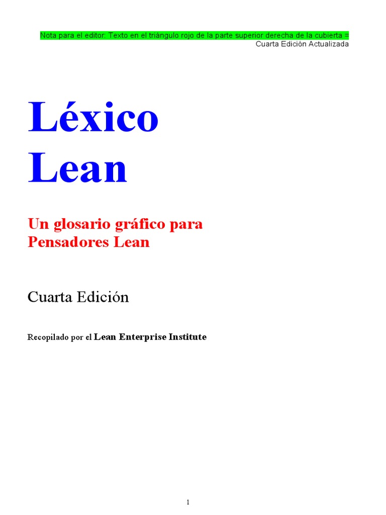Lean Lexicon Español | PDF | Consumo (economía) | Calidad (comercial)