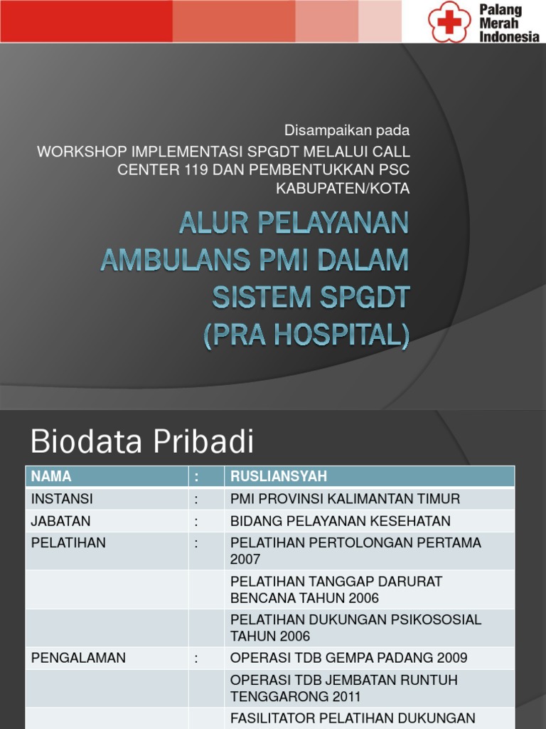 Materi Alur Pelayanan Ambulans Pmi Dalam Sistem SPGDT | PDF