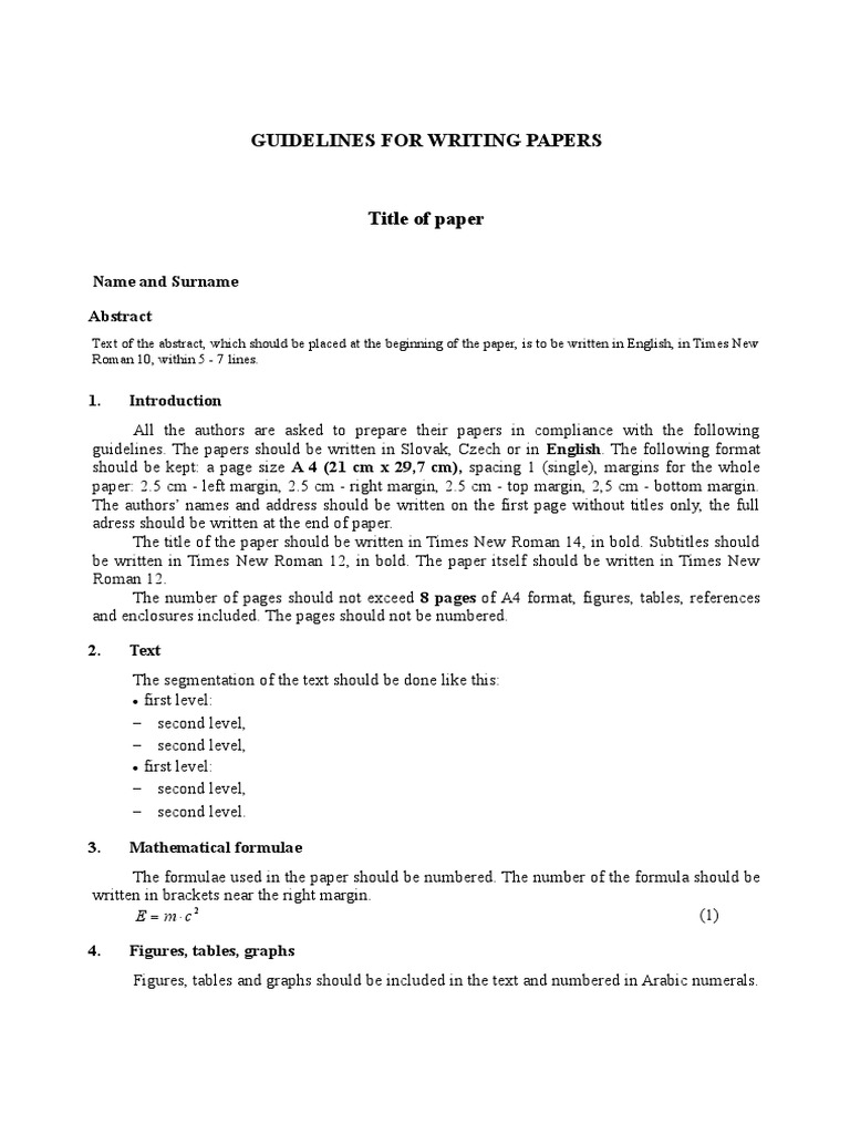 Guidelines For Writing Papers: Name and Surname | PDF | Semiotics ...