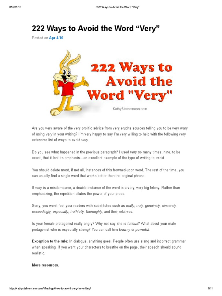 222 Ways To Avoid The Word "Very" | PDF | Semiotics | Human Communication