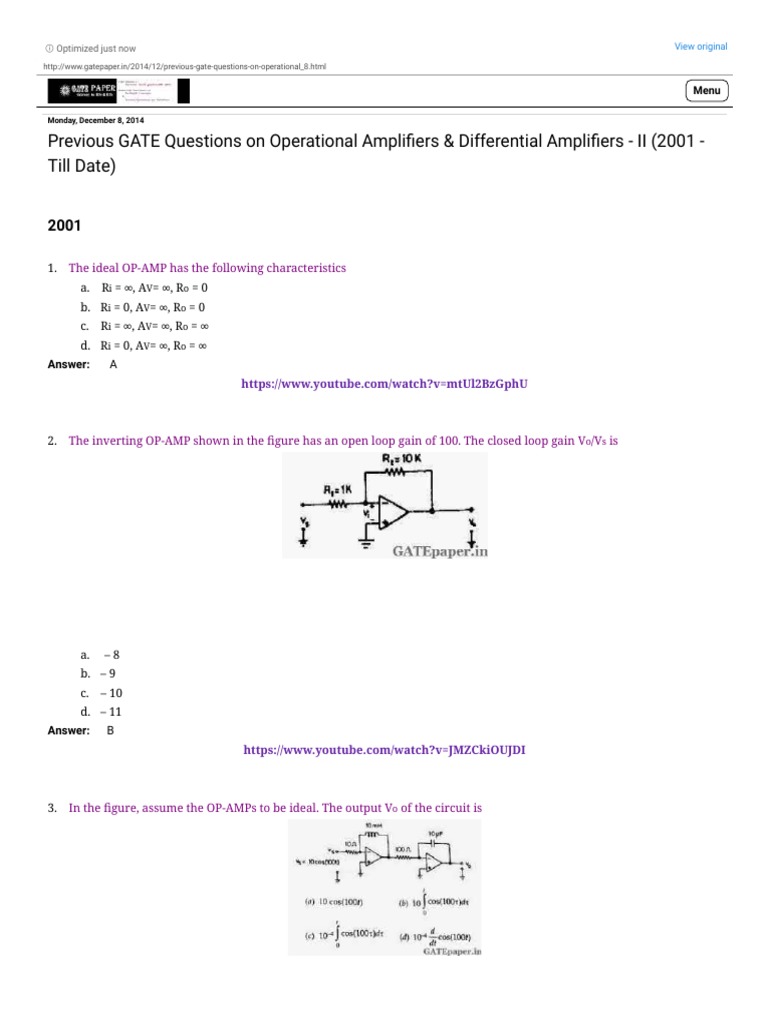 GATE 2018 - Previous Solutions & Video Lectures For FREE - Previous GATE Questions On ...
