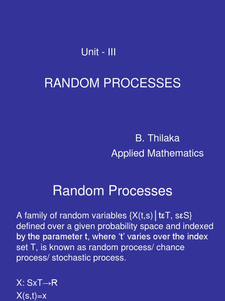 Unit 3 | PDF | Stochastic Process | Probability Distribution