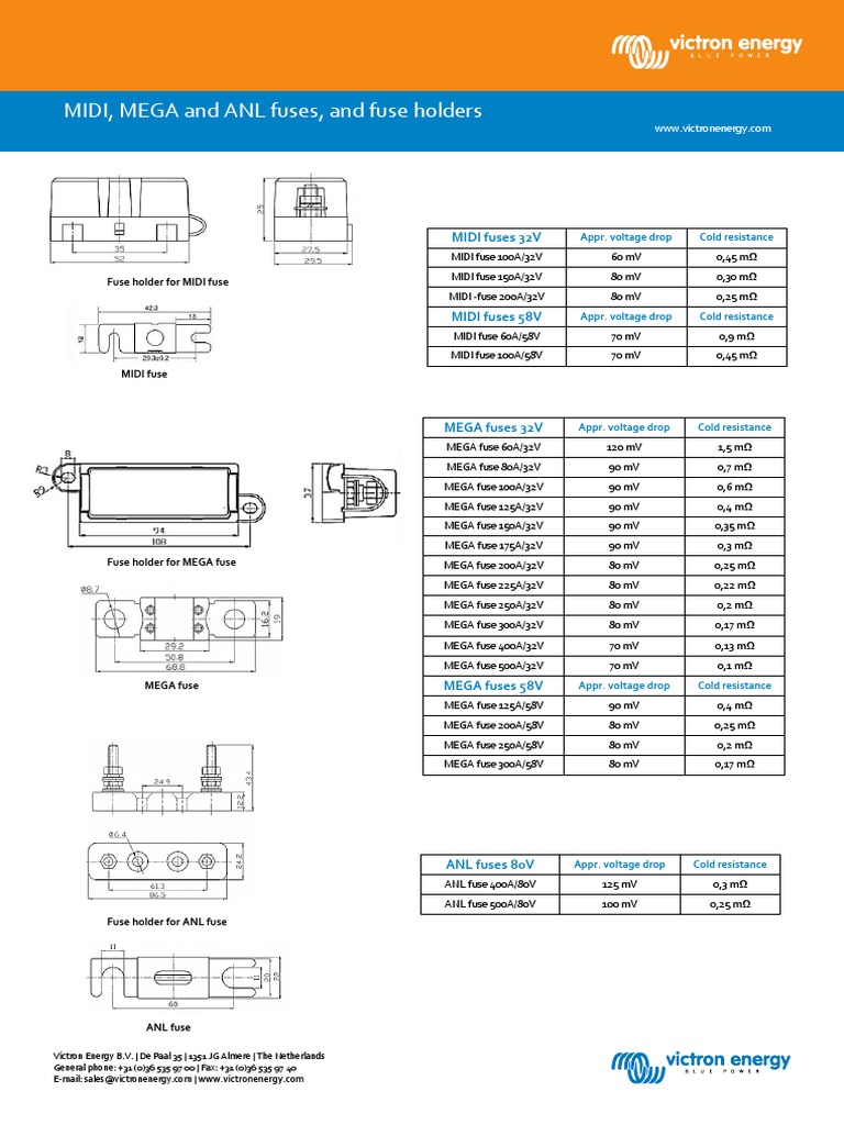 Datasheet Midi, Mega and ANL Fuses, And Fuse Holders En | Manufactured ...
