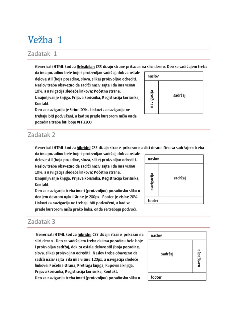 HTML Css Zadaci | PDF