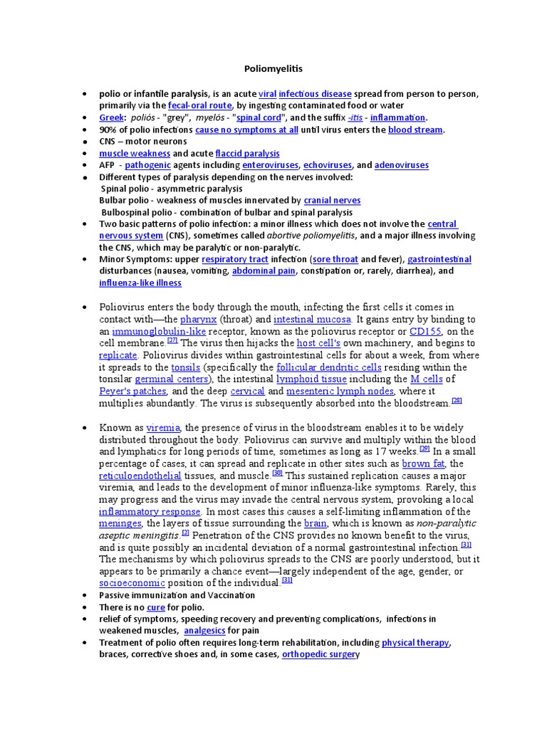 Understanding Poliomyelitis: Causes and Effects | PDF | Medicine | Anatomy
