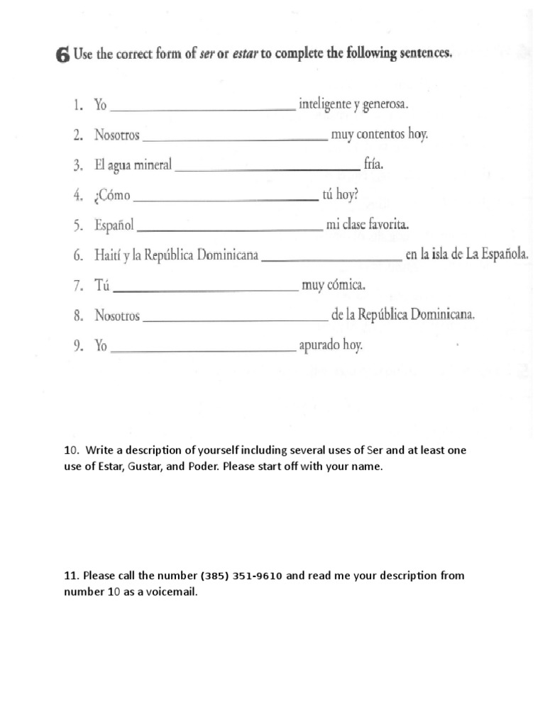 Ser Estar Practice | PDF