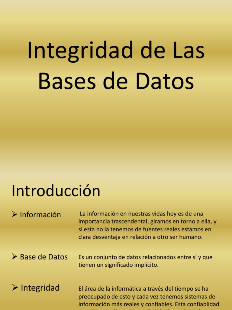 Integridad de Las Bases de Datos | PDF | SQL | Tabla (base de datos)